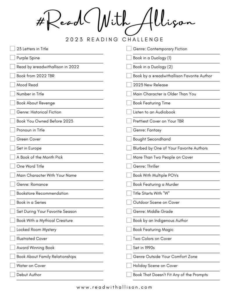 Read With Allison's 2023 Reading Challenge - Read With Allison