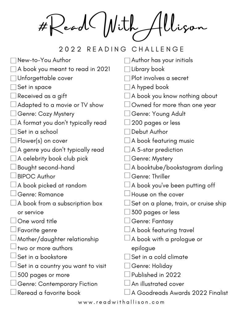 Read With Allison's 2022 Reading Challenge - Read With Allison